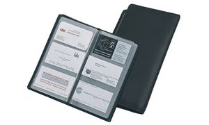 Alassio visitekaartjes-map, voor 120 kaartjes, leer, zwart - Clips & Paper